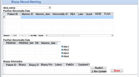 microsoft access form for manual matching between mammography results