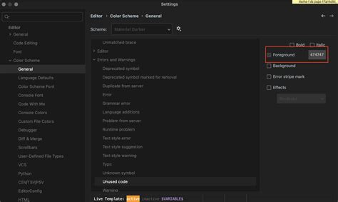 IntelliJ: changing color of an unused variable - Stack Overflow