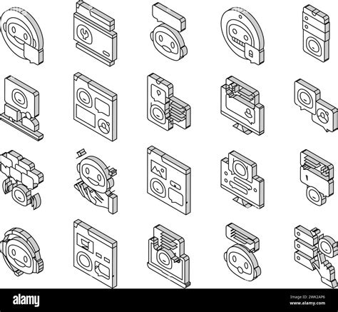 Chat Bot Robot Service Online Isometric Icons Set Vector Stock Vector Image Art Alamy
