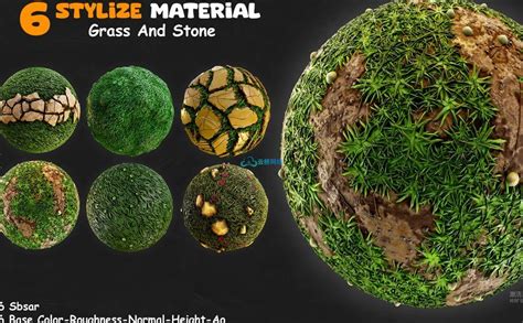 Ue5风格化材质草和石头 云桥网cg资源站