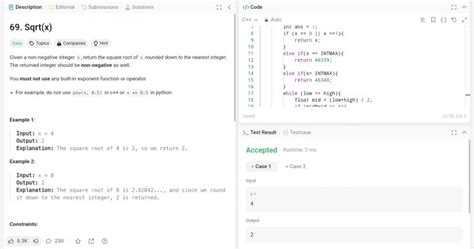 Het Thakkar On Linkedin 100daysofcode Leetcode Algorithms Sqrt Binarysearch Problemsolving