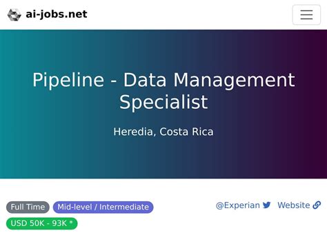 [hiring] pipeline data management specialist in heredia costa rica