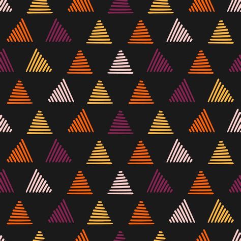 다채로운 삼각형과 검정색 배경으로 원활한 패턴 프리미엄 벡터