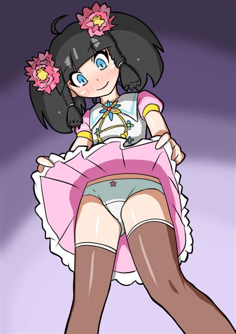 Rule 34 1girls Black Hair Blue Eyes Blush Flower Legwear Panties Pink