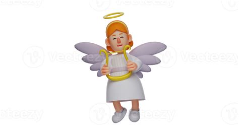 3d Illustration Little Angel 3d Cartoon Character Beautiful Angel
