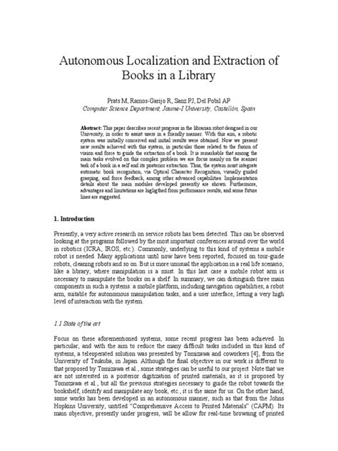 Autonomous Localization And Extraction Of Books In A Library Pdf Computer Vision Robot Autonomous Localization And Extraction Of Books In A Library Pdf Computer Vision Robot