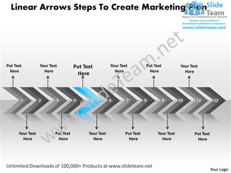 business power point templates linear arrows steps to create marketing