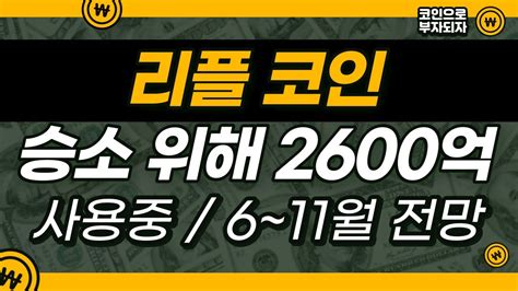 리플 코인 전망 리플 코인 Sec 승소 위해서 2600억 사용중 6~11월 대응전략 반감기 준비하는법 Youtube