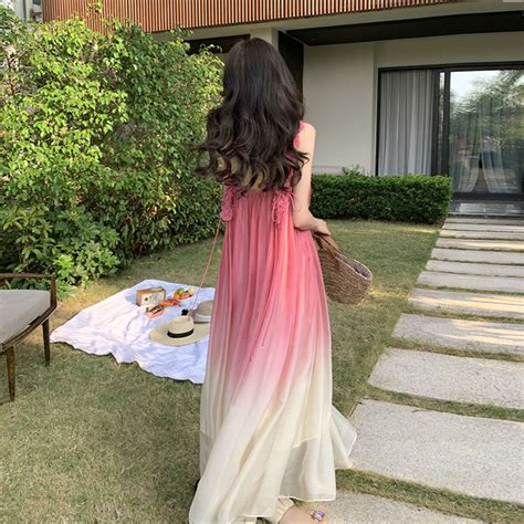 당일출고🎀여신드레스 비치드레스 그라데이션 여신 여름 플리츠 나시 쉬폰 롱원피스 제주도 바캉스 휴가 원피스 에이블리