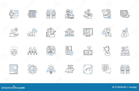 Resource Management Line Icons Collection Allocation Optimization