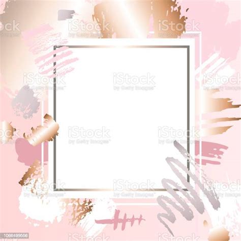 골든 핑크 아트 프레임입니다 파스텔 색상 브러쉬 스트로크 핑크 골드 윤곽선 사각형 프레임 상승 했다 가리키기에 대한 스톡 벡터 아트 및 기타 이미지 Istock