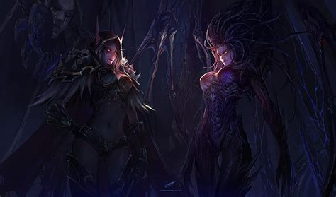 비디오 게임 크로스 오버 사라 케리건 실바나스 윈드 러너 월드 오브 워크래프트 Hd 배경 화면 Wallpaperbetter