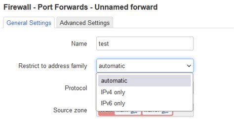 why are firewall entries via luci defaults to ipv4 possibility to