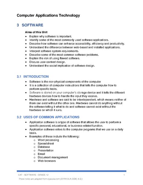 03 software notes cat software grade 12 1 computer applications technology 3 software