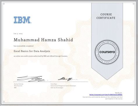 Muhammad Hamza Shahid On Linkedin Excel Coursera Data Dataanalytics Ibm