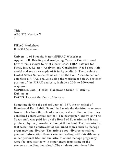 Titleabc123 Version X1firac Worksheethis301 Versiodocx
