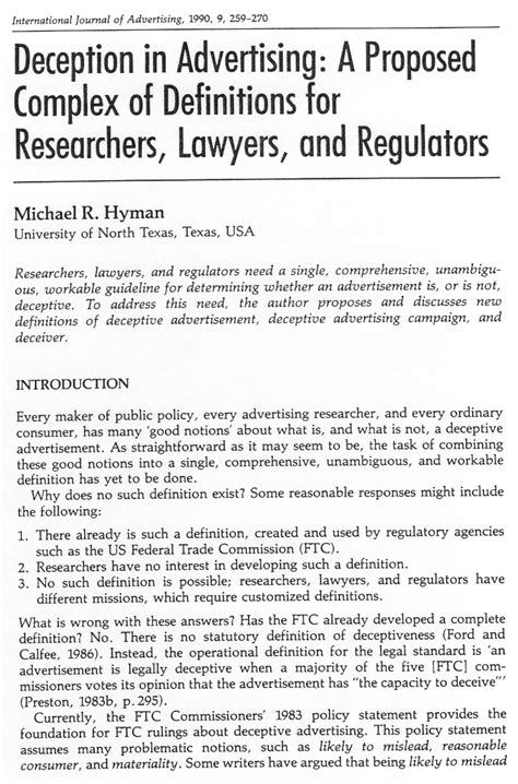 Pdf Deception In Advertising A Proposed Complex Of Advertising