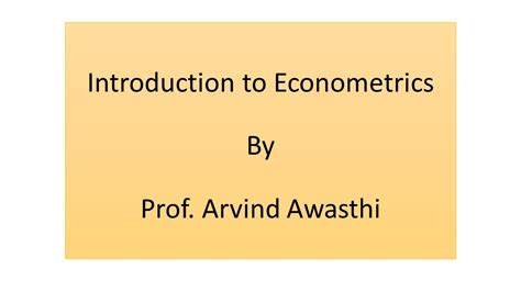 Introduction To Econometrics YouTube