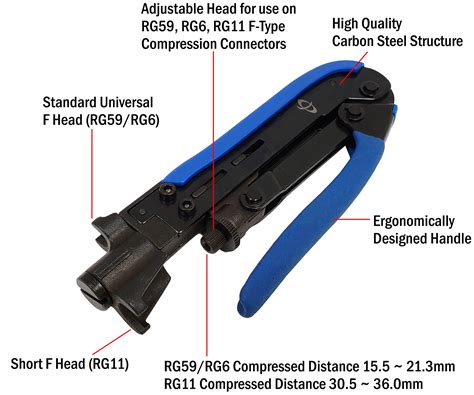 Professional Compression Tool For F Type Compression Connectors Rg59