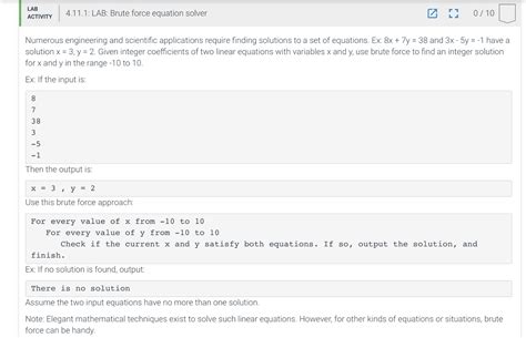 Solved LABACTIVITY LAB Brute Force Equation Solver Chegg