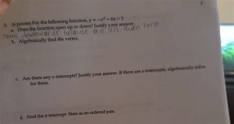 Solved 3 6 Points For The Following Function Y X