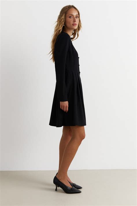 Сукня з гудзиками міні костюмна тканина чорна Vovk