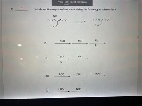 Solved A B C D Which Of The Following Would Be Chegg