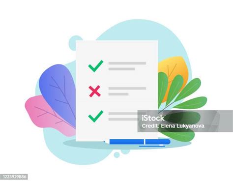 펜 벡터 또는 설문 조사 양식 및 테스트 퀴즈 체크리스트 성공 설문지 평면 만화 현대 디자인 다채로운 배경 이미지에 일러스트 교육 체크 리스트 종이 문서와 시험 결과 문서