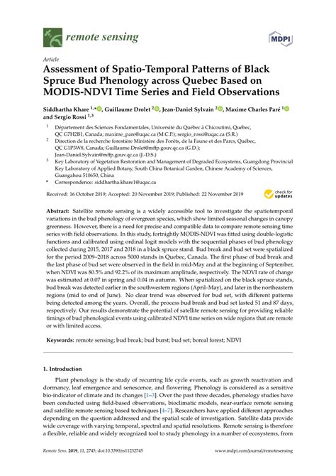 Pdf Assessment Of Spatio Temporal Patterns Of Black Spruce Bud