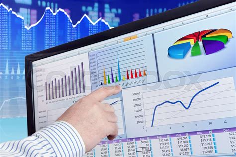 Analyzing Data On Computer Stock Image Colourbox