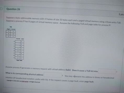 Solved Question 26 5 Pts Suppose A Byte Addressable Memory