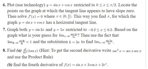 Solved 6 Plot Use Technology Y Sinx Cosx Restricted