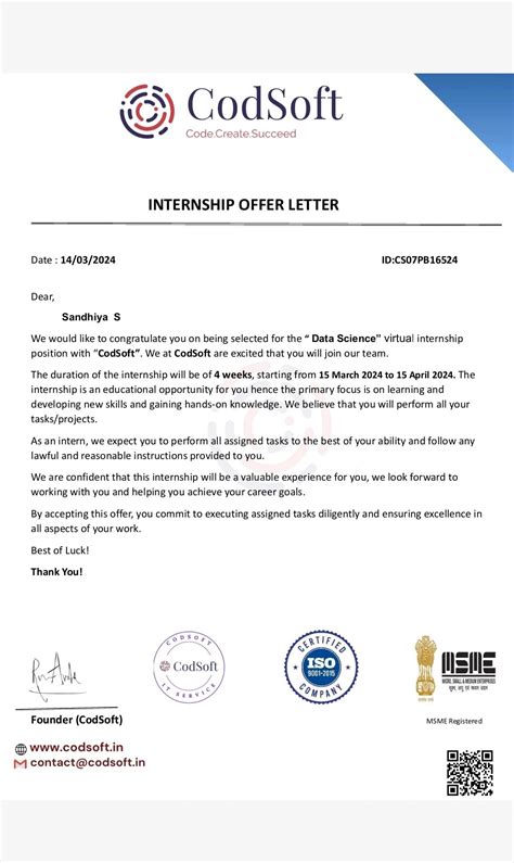 Sandhiya Santhamoorthy On Linkedin Codsoftinternship