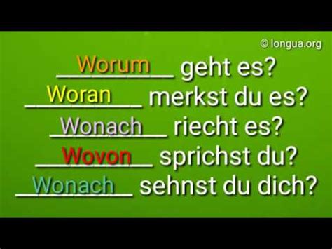 A1 A2 B1 B2 Übungen Fragewörter Fragen Wozu Womit Wovon Wovor