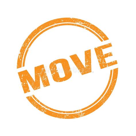 move text written on orange grungy round stamp stock illustration