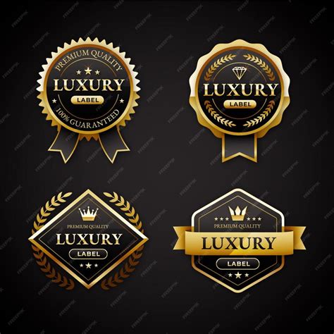 그라데이션 황금 럭셔리 배지 세트 무료 벡터