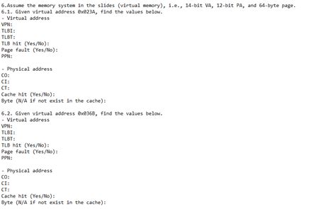 Solved Assume The Memory System In The Slides Virtual Chegg
