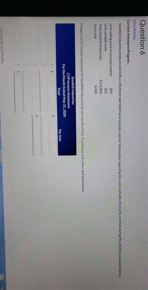 solved question 6 view policies current attempt in progress