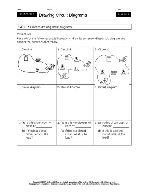 Drawing Diagrams Of Circuits Activity For 3rd 5th Grade Worksheets