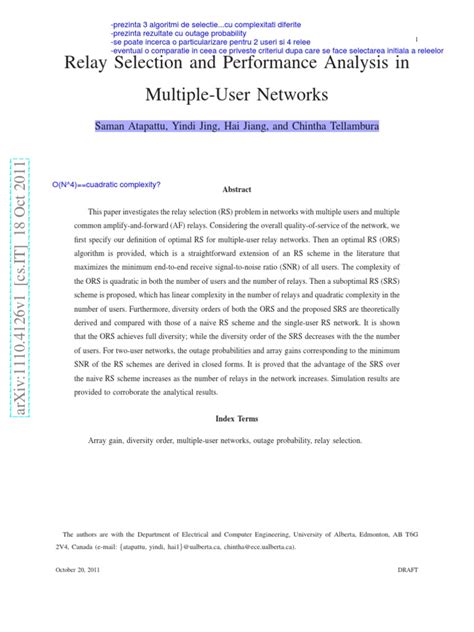 relay selection and performance analysis in multiple user networks