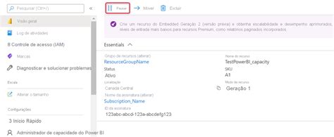 pausar e iniciar a capacidade do power bi embedded no portal do azure