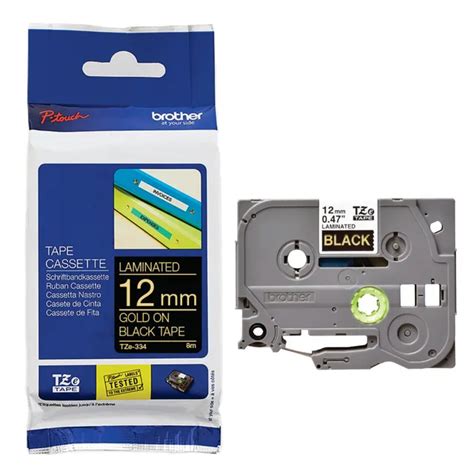 Brother Tze Laminated Tape Gold On Black Mm