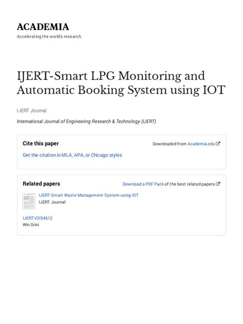 Ijert Smart Lpg Monitoring And Automatic Booking System Using Iot