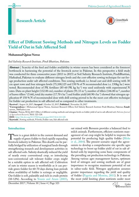 Pdf Effect Of Different Sowing Methods And Nitrogen Levels On Fodder