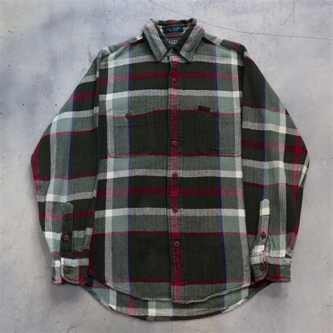 폴로 90s 헤링본 타탄체크셔츠 헤링본짜임 타탄체크 탄탄한 발발빈티지 Balbalvintage