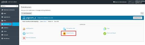 วิธีการ Import และ Export Database ใน Plesk คู่มือการใช้งาน