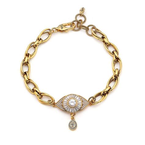 Protector Choker Gold Plated Eye Zircon Charm Chain Necklace Mon Reve