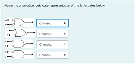 solved name the alternative logic gate representation of the