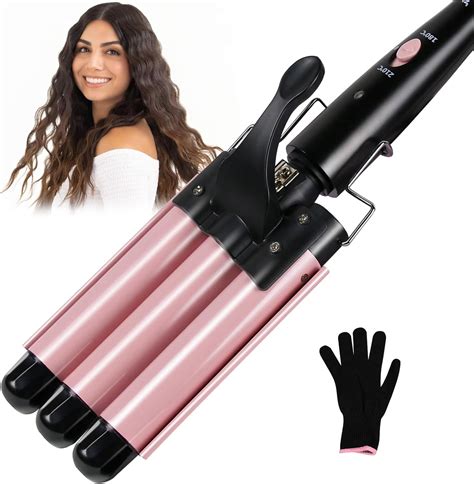Janelove 3 Barrel Hair Waver 25mm Beach Wave Hair Curler With 2