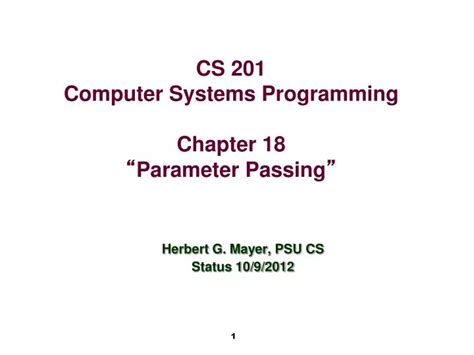 Ppt Cs 201 Computer Systems Programming Chapter 18 “ Parameter